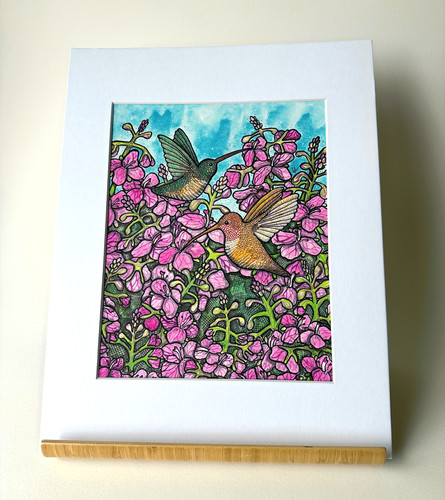 Fireweed and Hummingbirds Original | Art by Hailey Morgan