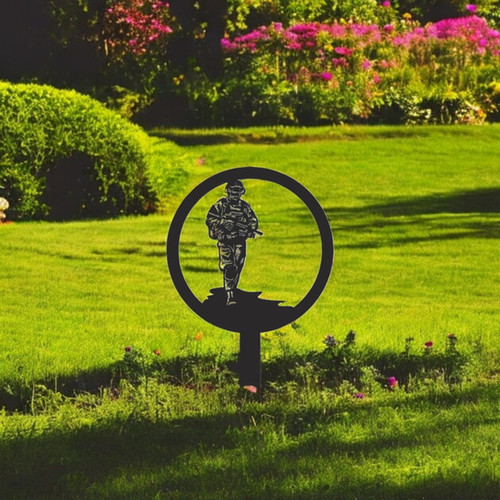 Modern Soldier Tribute Circular Memorial Garden Spike – Honouring ...