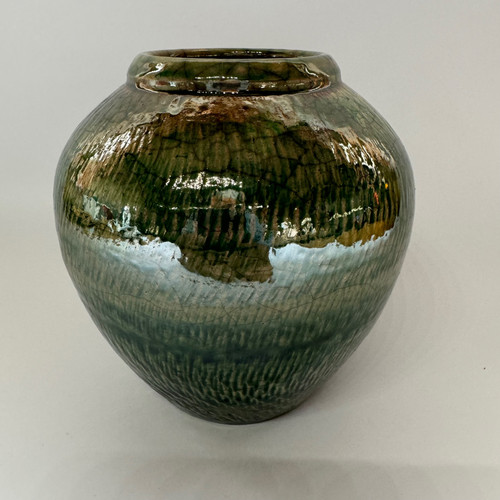 Handcrafted Raku Vase 5 3/8“ x 5 1/2“ by Vicente Garcia