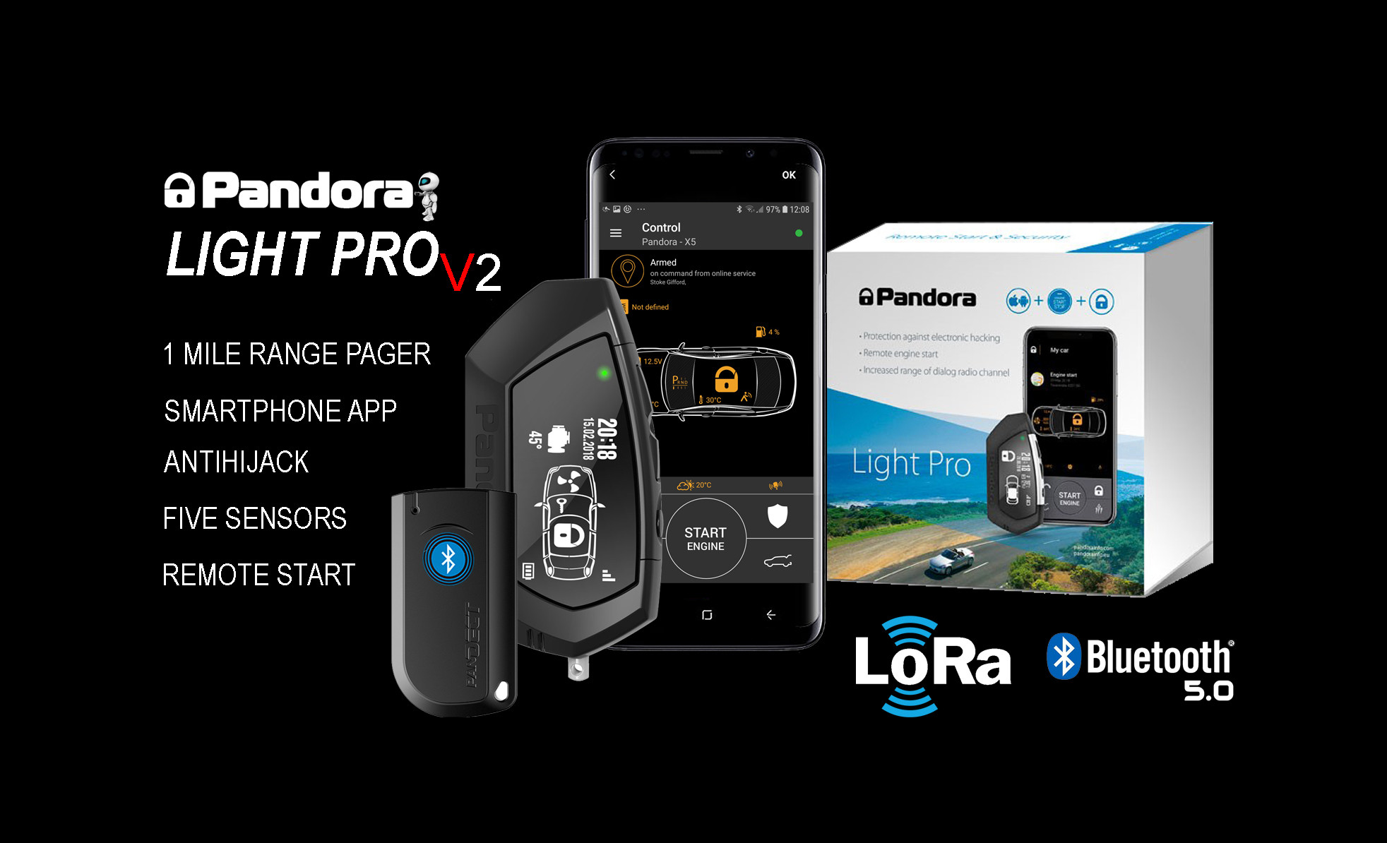 Pandora Light Pro Pager Car Alarm | Thatcham Cat 1 Rated