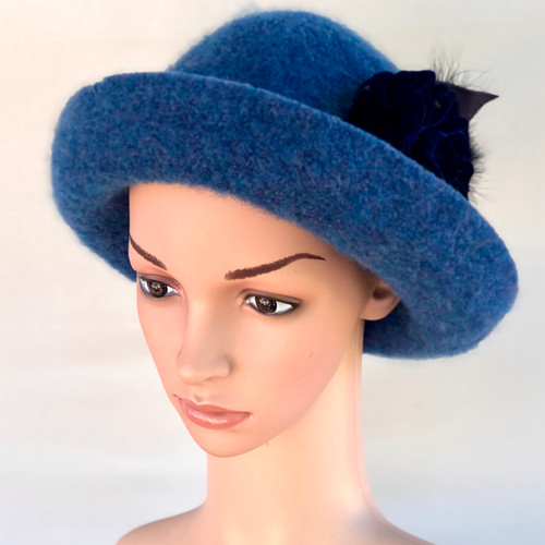 Bright Denim Brimmed Hat with Flower Pin | My Vxw Site 5zcpx5