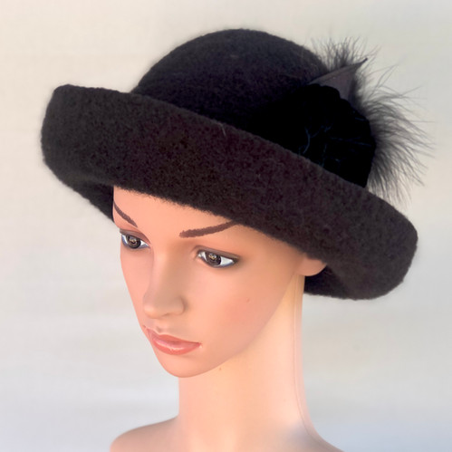 Black Brimmed Hat with Flower Pin | My Vxw Site 5zcpx5