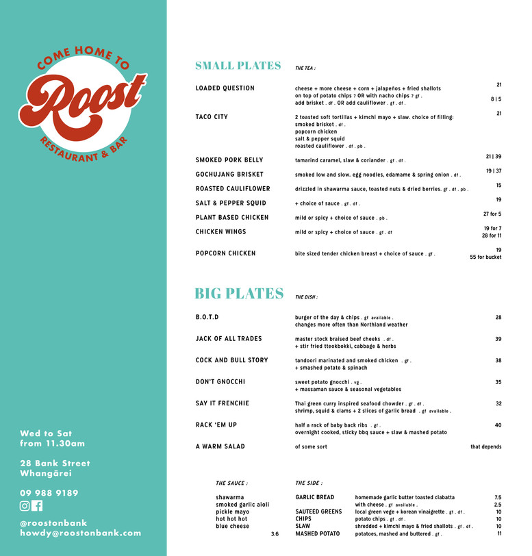 MENUS | Roost