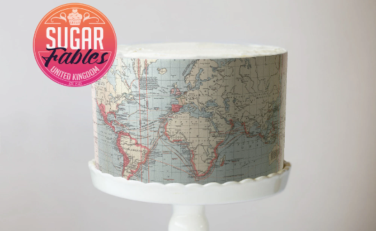 World Map, Globe Trotter Edible Image, Cake Wrap, icing sheet! | Sugar ...