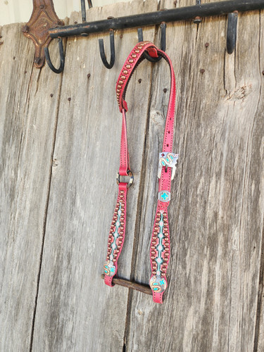 Pink ring headstall | hotshotleather
