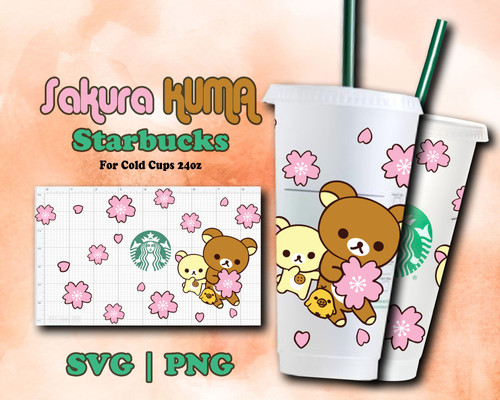 Sakura Kuma Full Wrap | DIY Venti Cup 24 oz Instant Download ...