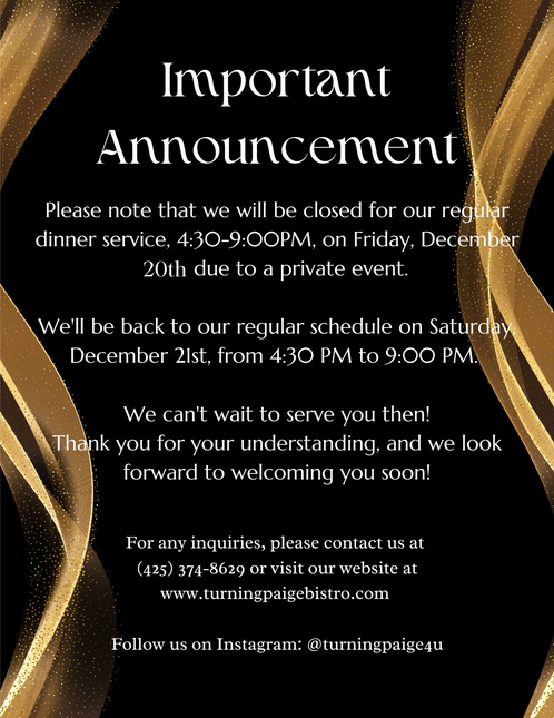 Announcements | Turning Paige