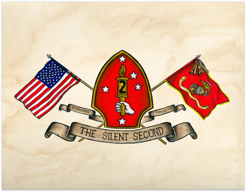 2nd Marine Division Flag Print