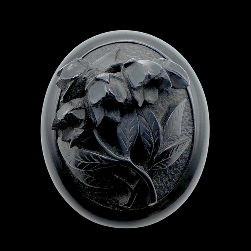 VICTORIAN – Large WHITBY JET Hand-carved Lily-of-the-Valley Brooch ...