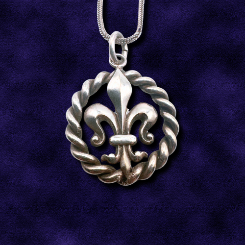 ART NOUVEAU – Antique French Silver Royal Fleur-de-Lys Pendant & Chain ...