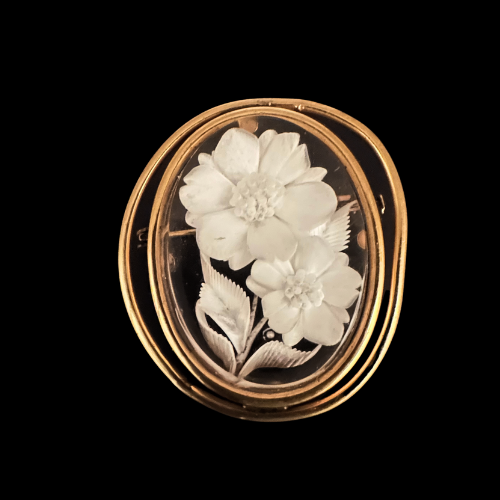 EDWARDIAN – French Antique Reverse-Carved Celluloid and Gilt Brooch ...