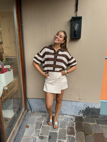 Ella polo choco-ecru | JULIA