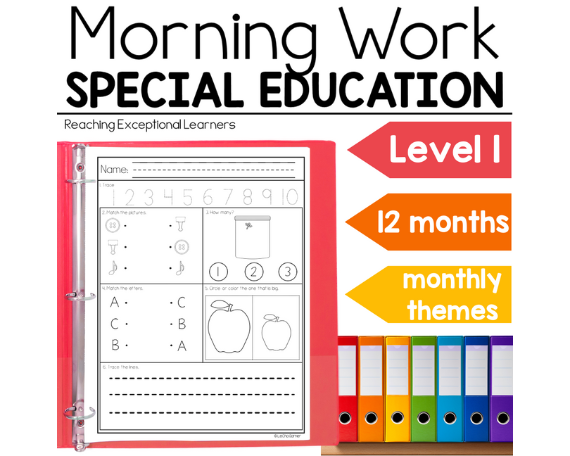 Morning Work in Special Education: How No Prep, Leveled Worksheets ...