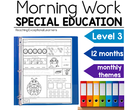 Morning Work in Special Education: How No Prep, Leveled Worksheets ...