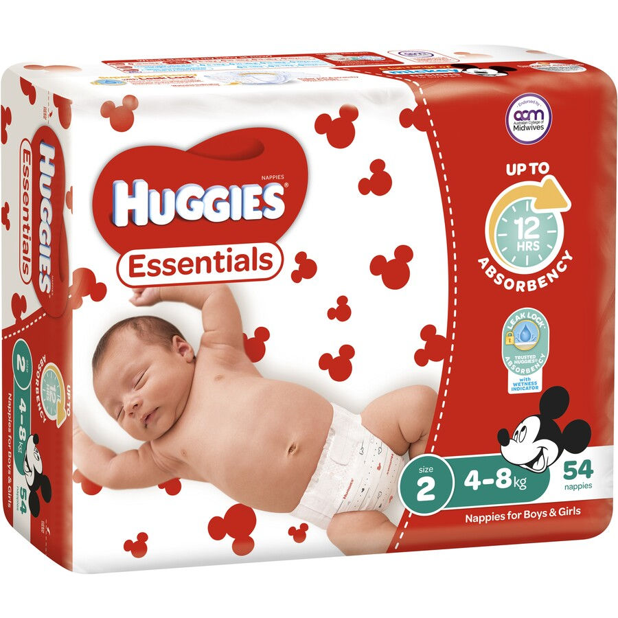 Huggies Essentials Size 2 Infant - 54 Pack | C&P Online Delivery