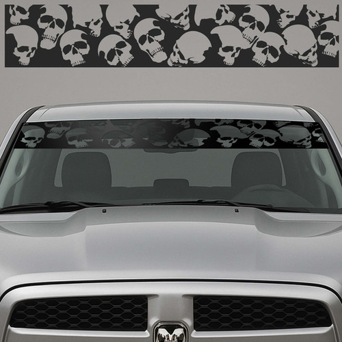 Skulls Die-Cut Matte Black Windshield Banner | Overkill Graphics Co