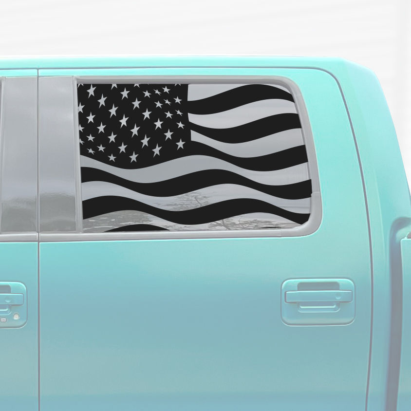 Truck Rear Cab Wavy Flag Decal Set | Overkill Graphics Co