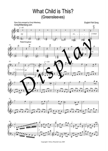 Sheet Music "What Child is This?" Piano Solo | Silver, Wood & Ivory