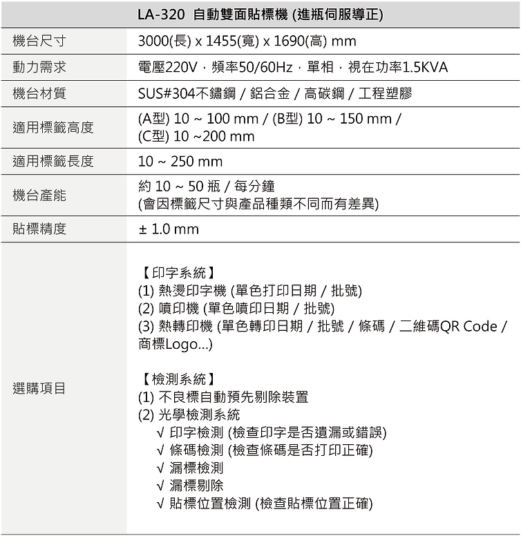 自動雙面貼標機 LA-320 | 拓航光學科技股份有限公司