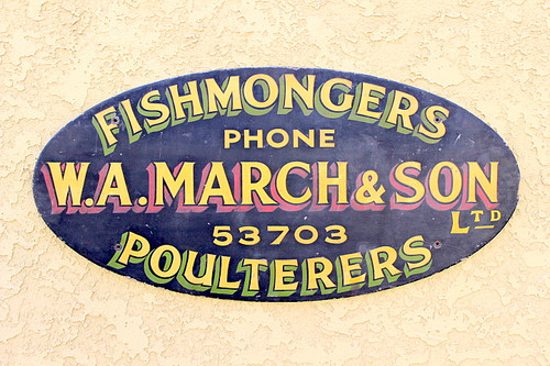 Antique British Fishmongers Wooden Sign | mysite-3