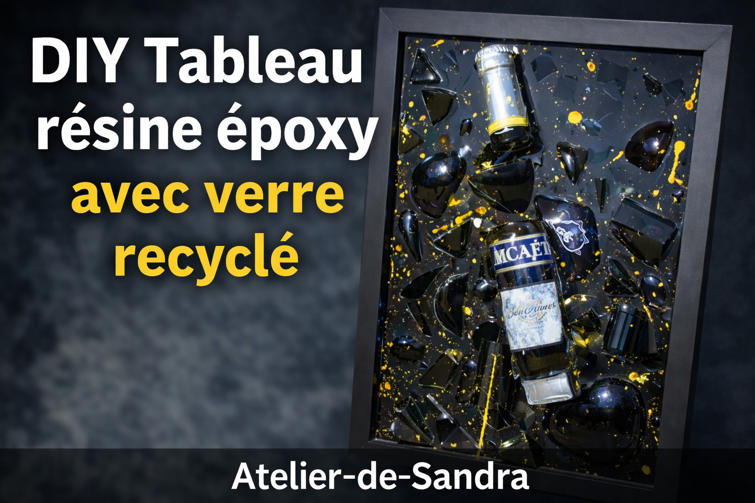 DIY Résine : Tableau déco en verre recyclé et résine époxy (cadre effet ...