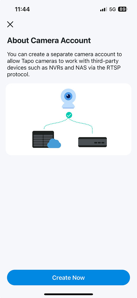 How to create a Tapo camera account for third-party (RTSP, NAS, NVR) access
