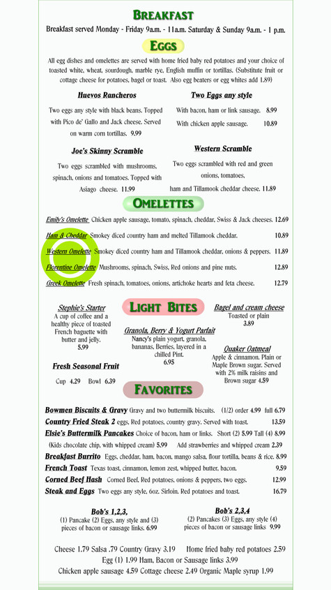 Menu | Clancy's Pub & Restaurant