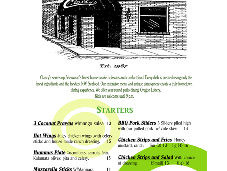 Menu | Clancy's Pub & Restaurant