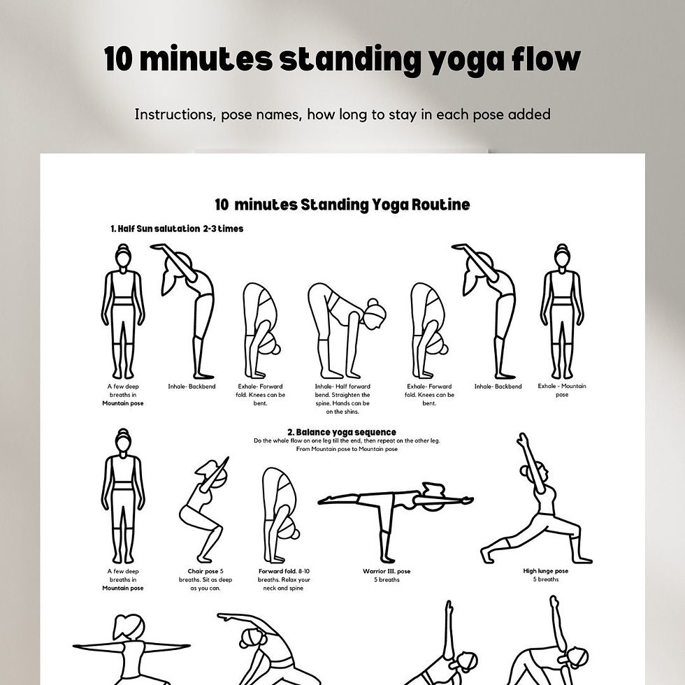 10 minutes Standing Yoga Routine Printable | Yogaposes