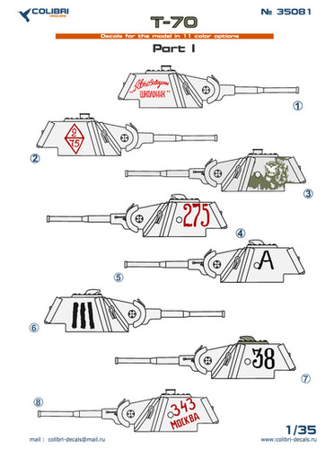 35081 Colibri Decals 1/35 Декали Т-70 part I | modelismus