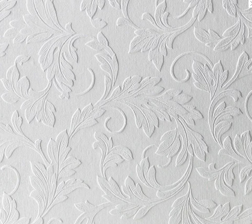 Paintable Textured Wallpaper Scrolling Leaf | Shabby Chic & Co