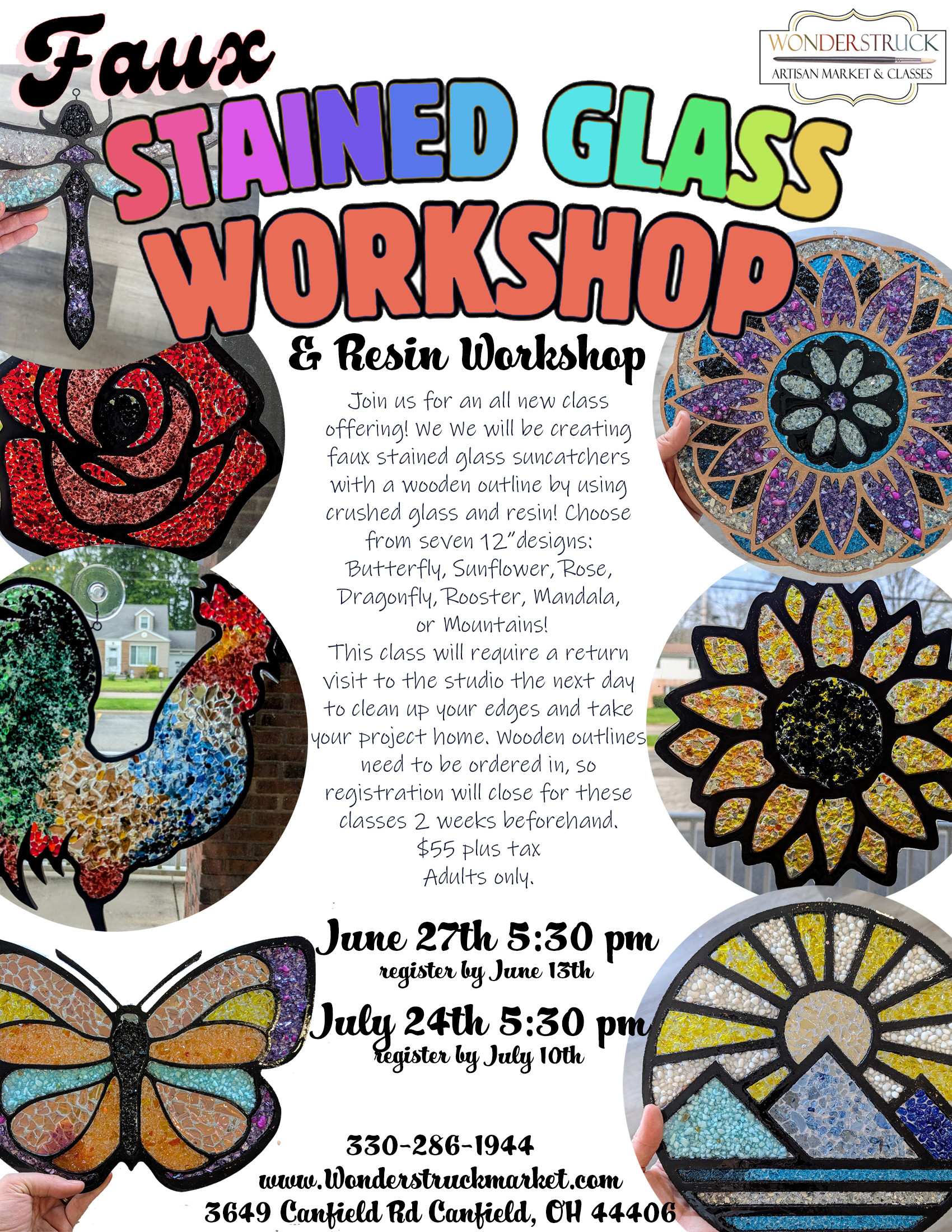 Faux Stained Glass & Resin Workshop July 24th 5:30 pm | wonderstruckmarket