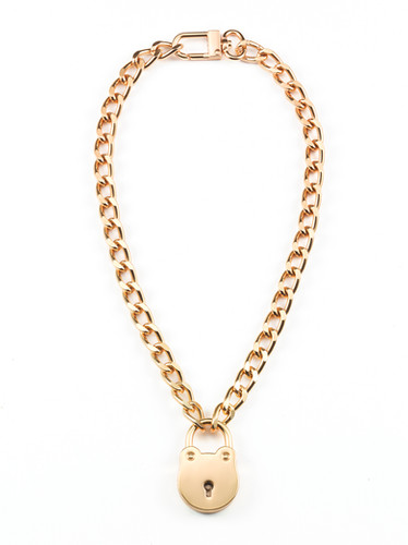 Chain-Link Round Lock Necklace | Clutch Bags New York