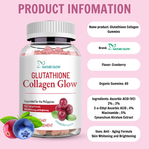 Nature Glow Glutathione Collagen Glow | 60 Gummies (Cranberry Flavor ...