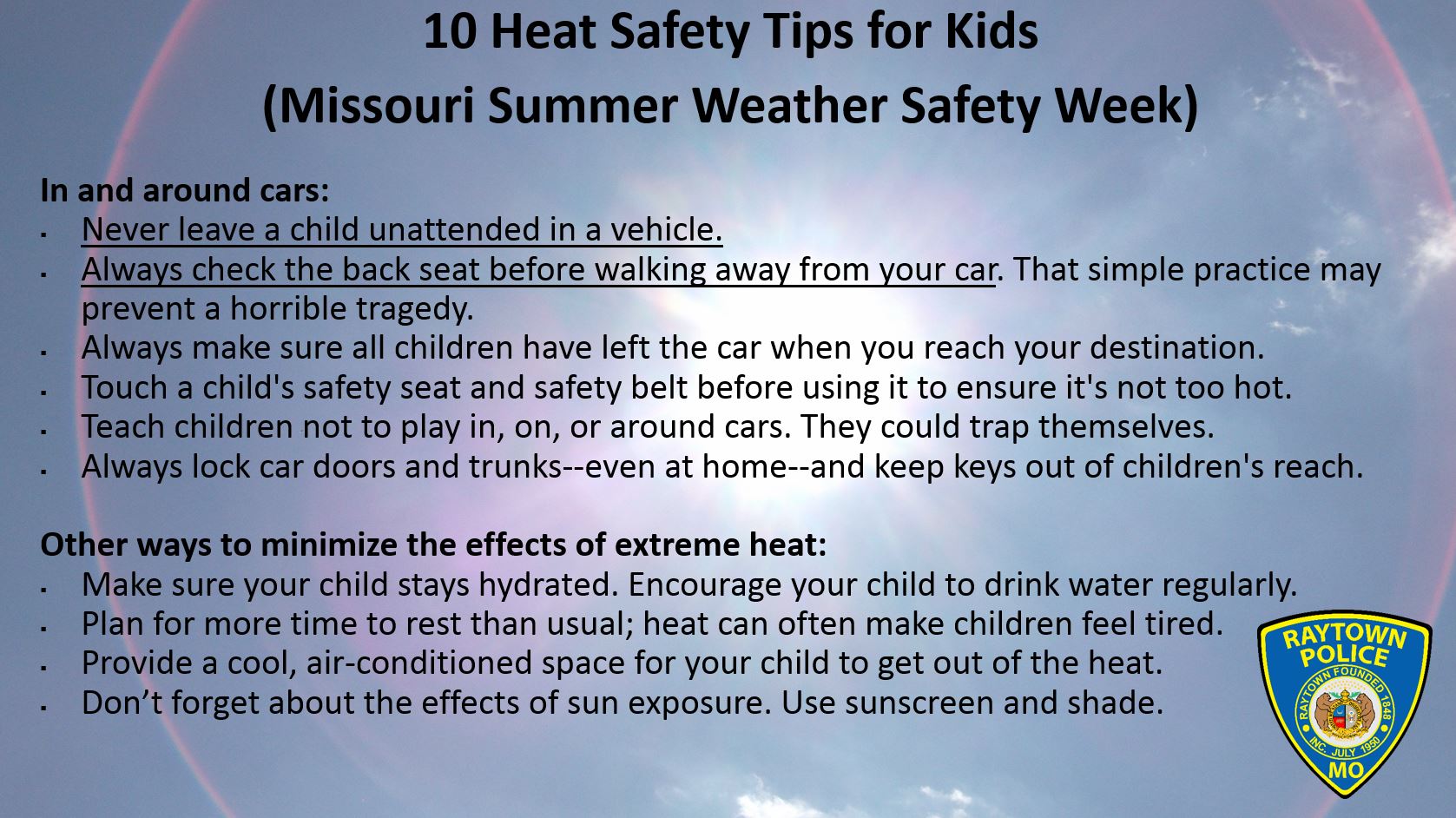 10 Heat Safety Tips for Kids Offered During Missouri Summer Weather ...
