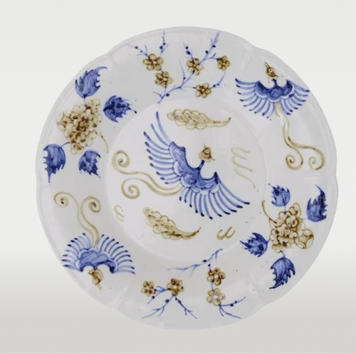 Chinoiserie Crane Hand-Painted Plates (set of 4) | Nara Cambridge