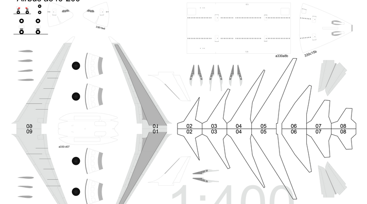 Airbus A340 | paper model template download | little_model_airport