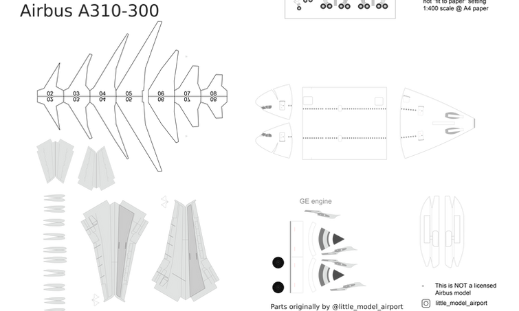 Airbus A310 | paper model template download | little_model_airport