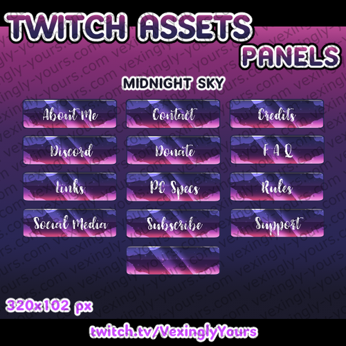 Midnight Sky Twitch Panels | Vexingly Yours