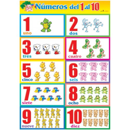 POSTER DIDACTICO DE CARTON NUMEROS DEL 1 AL 10 50CM X 70CM GRANMARK ...