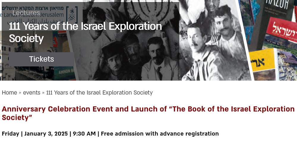 “The Book of the Israel Exploration Society” - Jan 3, 2025