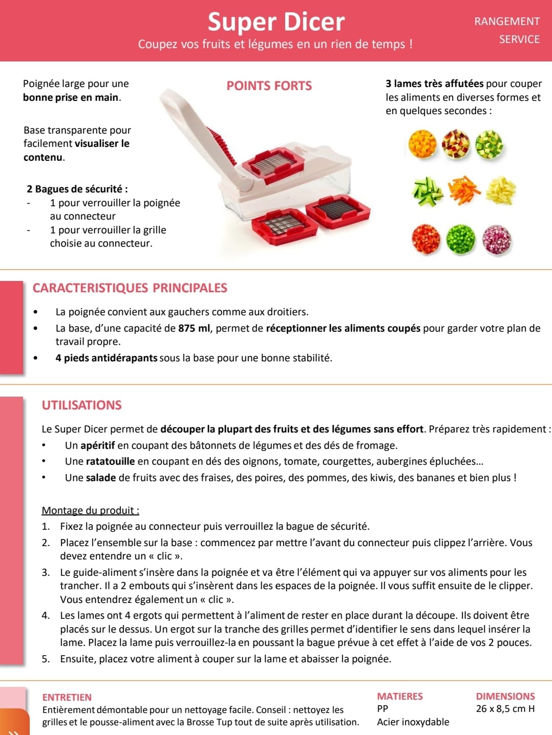 LE SUPER DICER TUPPERWARE EN VENTE AU CATALOGUE