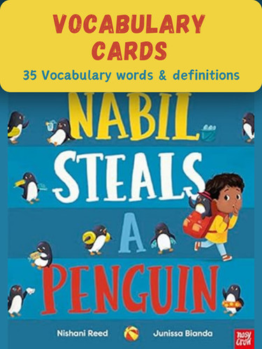 Nabil Steals a Penguin Vocabulary Cards | Diverse Planning