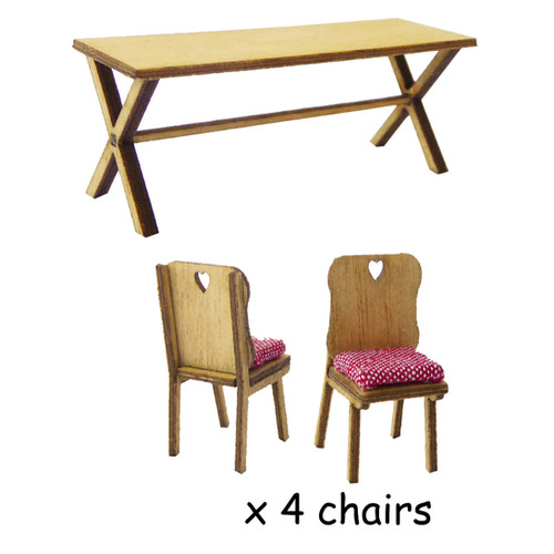 1/48th Scale Lodge Table & Four Chairs Kit | Jane Harrop