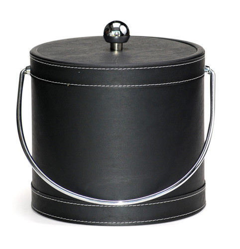 Black Leatherette Stitched 3 QT. Ice Bucket | mricebucket