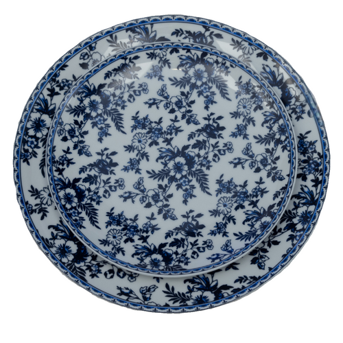 Navy Floral Dinnerware Set | M&D Event Rentals