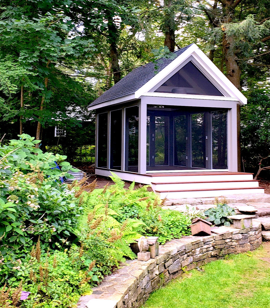 Modern Greek Temple Style Screened Porch