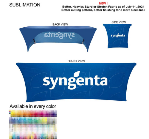 Sublimated Stretch Curved Fit Table Throw for 8ft table, 3 sided, Open ...