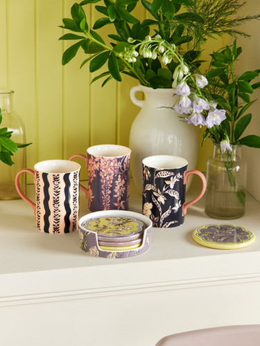 Cath Kidston Wisteria Set of Four Ceramic Coasters in Holder ...