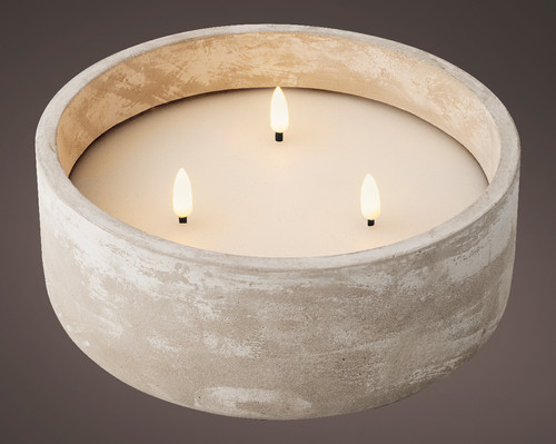 Flameless LED Wick Cream Triple Wick Concrete Candle | parkslane.co.uk